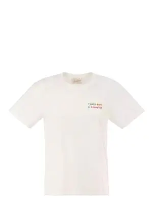 MC2 SAINT BARTH Emilie Embroidered Cotton T-shirt - White