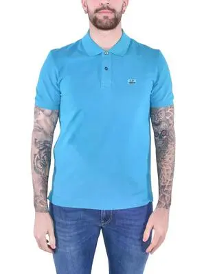 C.P. COMPANY Logo-patch Polo Shirt - Blue