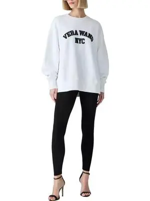 Vera Wang Crewneck Oversized Cotton Sweatshirt - White