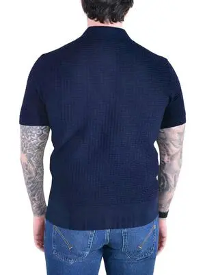 KANGRA Honeycomb-knit Polo Shirt - Blue