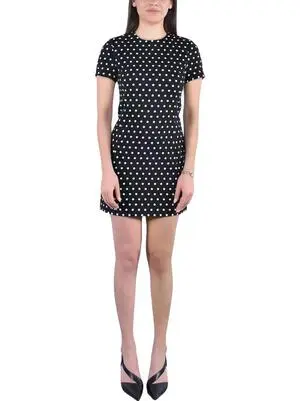 Michael Kors Polka-dot Crepe Shift Mini Dress - Black