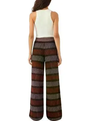 RETORI Retro Jacquard Knit Palazzo Pants - Brown