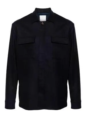 Eleventy Midnight Wool Blend Fleece Shirt Jacket - Blue