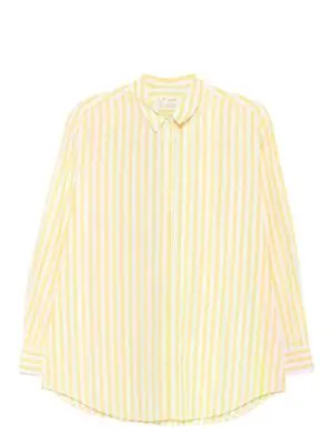 MC2 SAINT BARTH Striped Pattern Shirt With Embroidered Lettering - Yellow