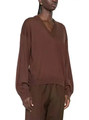 Fabiana Filippi V-neck Long Sleeve Sweater - Brown