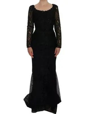 Dolce & Gabbana Floral Lace Maxi Dress - Black