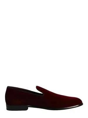 Dolce & Gabbana Velvet Almond Toe Loafers - Red