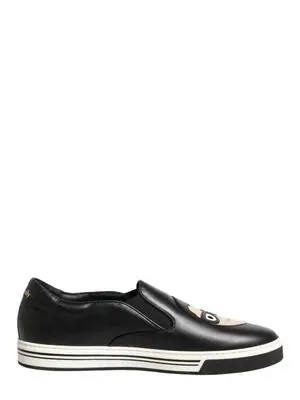 Dolce & Gabbana Leather Slip-on Sneakers - Black