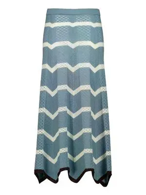 La DoubleJ Chevron-knit Midi Skirt - Blue