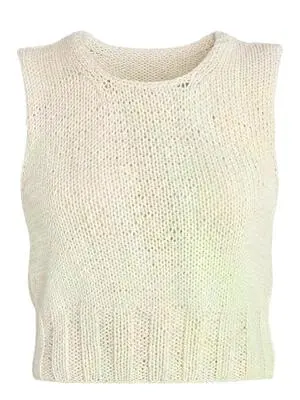 PINK MEMORIES Open-knit Sleeveless Cropped Sweater - Neutrals