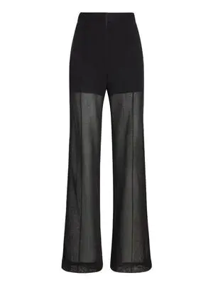 Proenza Schouler Sheer Wool Straight Leg Trousers - Black