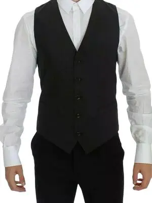 Dolce & Gabbana Pointed-hem V-neck Waistcoat - Black
