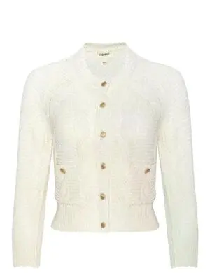 L'Agence Darcy Cable-knit Cardigan With Gold-tone Hardware - Neutrals