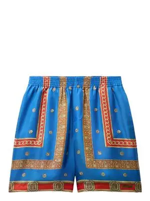 Versace Printed Silk Twill Shorts - Blue