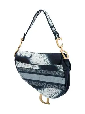 Dior Canvas Embroidered Tie Dye Saddle Bag Shoulder Bag - Blue