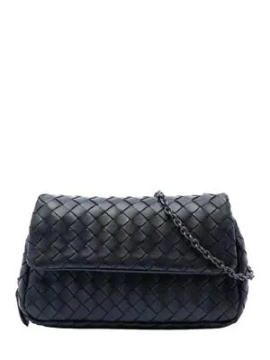 Bottega Veneta Bottega Veneta Mini Nappa Intrecciato Expandable Chain Flap Crossbody Bag Black