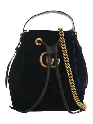 Gucci Gg Marmont 2.0 Matelassé Velvet Bucket Bag - Black