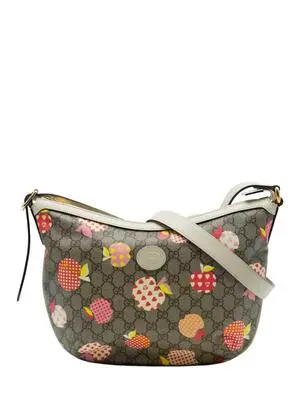 Gucci Small Gg Supreme Les Pommes Ophidia Half Moon Crossbody Bag - Neutrals