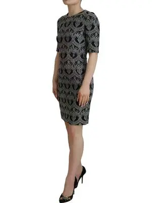 DOLCE & GABBANA Dolce & Gabbana Black Lace Crew Neck Mini Dress