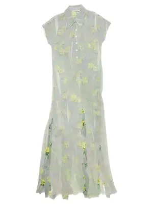 Acne Studios Floral Print Maxi Dress With Button-up Front - Grey