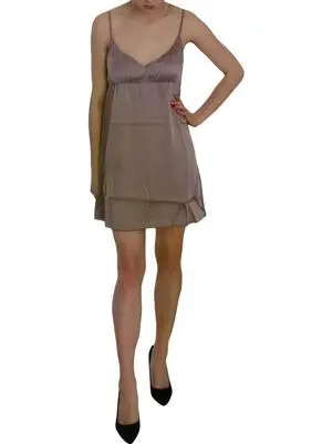 PINK MEMORIES Silk V-neck Mini Dress - Purple
