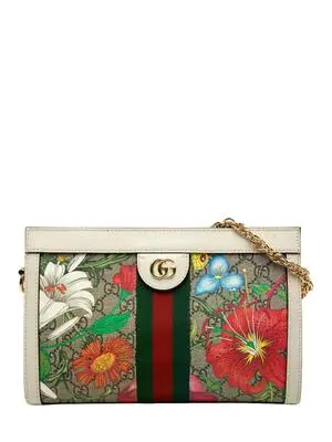 Gucci Gucci Ophidia GG Supreme Flora Web Chain Crossbody Bag Neutrals