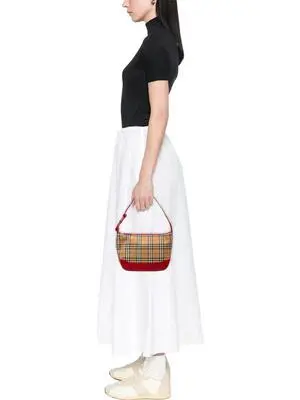 Burberry Haymarket Check Canvas Shoulder Bag - Red