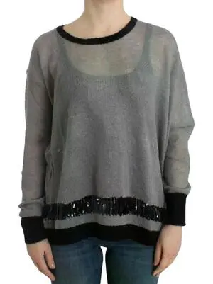 Costume National Sequin-embellished Semi-sheer Sweater - Grey