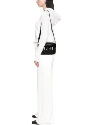 Celine 2022 Smooth Calfskin Logo Messenger Bag - Black