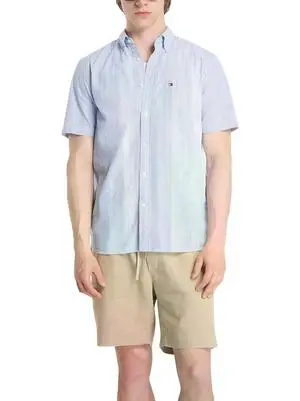 Tommy Hilfiger Vertical-stripe Short-sleeve Shirt - Blue