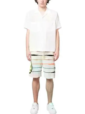 BARROW Intarsia-knit Logo Striped Shorts - Neutrals