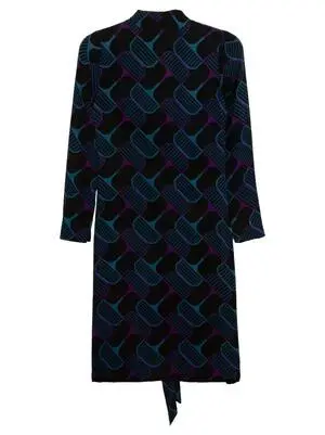 Gucci Horsebit Print Tie-waist Midi Dress - Black
