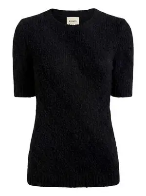 Khaite Bouclé Short-sleeve Top - Black