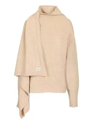 Attico Draped-detail High-neck Sweater - Neutrals