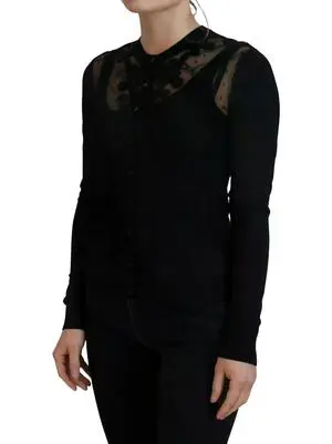 Dolce & Gabbana Lace-panelled Floral-appliqué Cardigan - Black