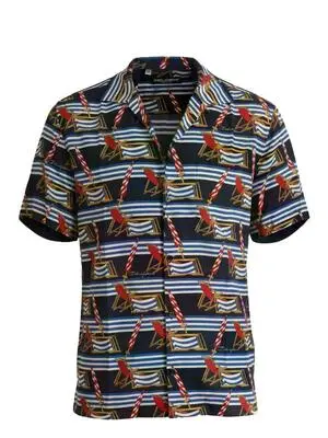 Dolce & Gabbana Beach-chair Print Striped Shirt - Blue