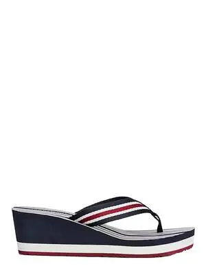Tommy Hilfiger Platform Striped Thong Sandals - Blue