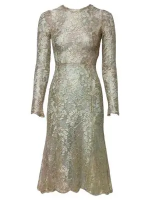 DOLCE & GABBANA Dolce & Gabbana Floral Lace A-Line Midi Dress