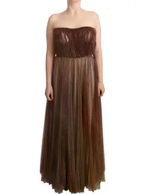 DOLCE & GABBANA Dolce & Gabbana Glitter-Finish Pleated Maxi Dress