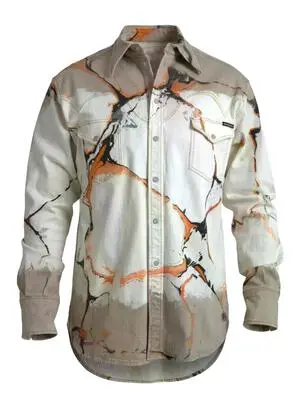Dolce & Gabbana Marble-print Denim Shirt - White