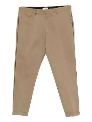 LOW BRAND Piped-trim Turn-up Trousers - Neutrals