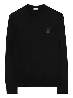 Burberry Wool Sweater With Equestrian Knight Design - Black