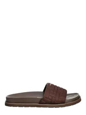 Gant Quilted Logo Plaque Slides - Brown