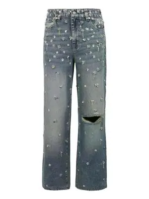 Simkhai Kydra Crystal-embellished Wide-leg Jeans - Blue