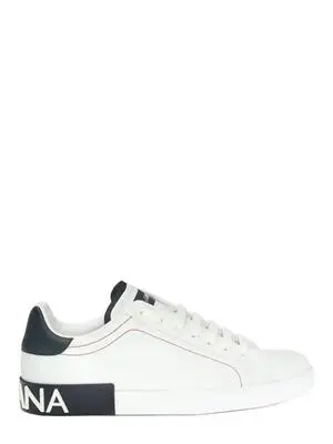 Dolce & Gabbana Portofino Leather Sneakers - White