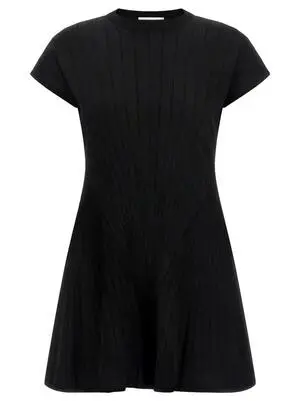 Max Mara Ribbed-knit Short-sleeve Mini Dress - Black