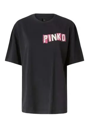 Pinko Logo-print Swan Graphic T-shirt - Black