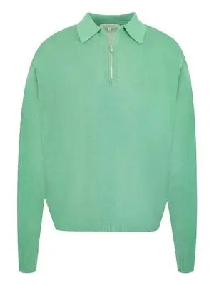 Studio Nicholson Heddy Zip-up Polo Sweater - Green