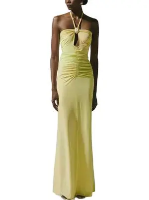 BAOBAB Romina Ruched Cut-out Maxi Dress - Yellow