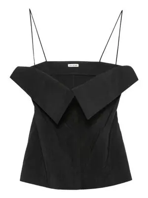 A.M.G. Square Neck Spaghetti Strap Top - Black